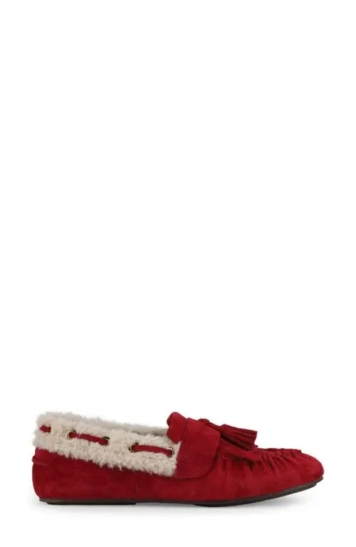 Vintage Havana Zen Moccasin Slipper - Red Suede