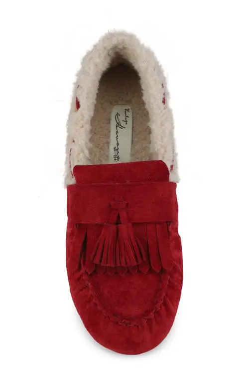 Vintage Havana Zen Moccasin Slipper - Red Suede
