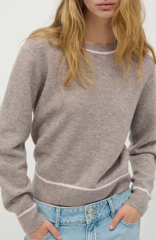 Mango Contrast Detail Crewneck Sweater