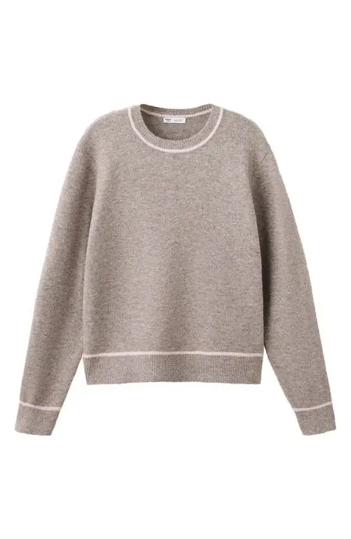 Mango Contrast Detail Crewneck Sweater