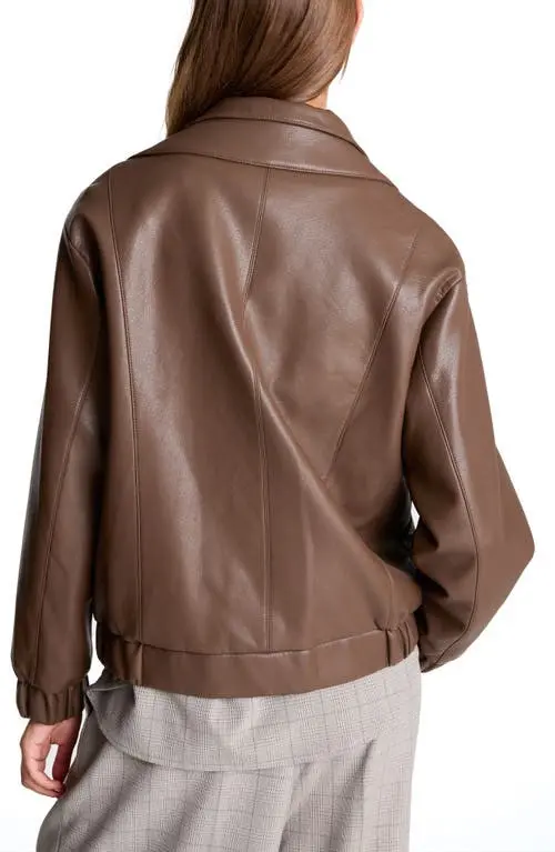 KENNETH COLE Asymmetrical Zip Faux Leather Moto Jacket
