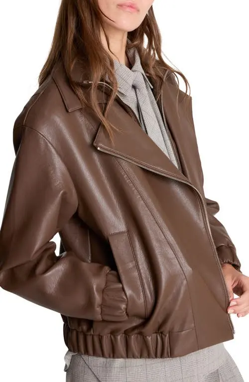 KENNETH COLE Asymmetrical Zip Faux Leather Moto Jacket