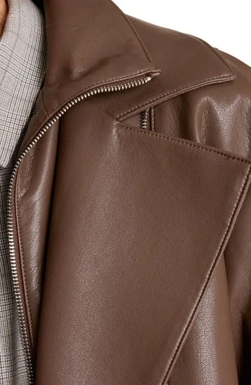 KENNETH COLE Asymmetrical Zip Faux Leather Moto Jacket