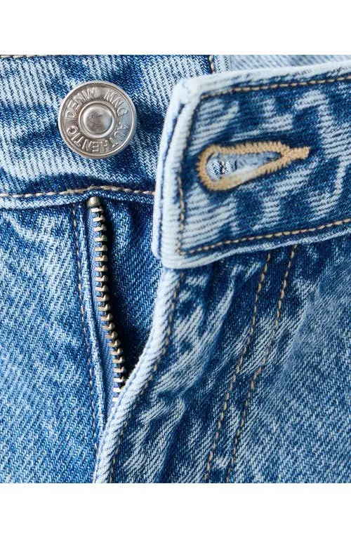 Mango Studded Seam Wide Leg Jeans - Medium Blue