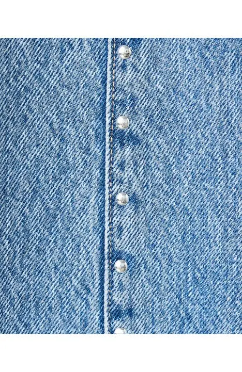 Mango Studded Seam Wide Leg Jeans - Medium Blue