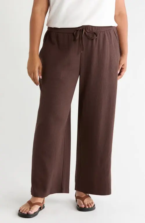 Eileen Fisher Ankle Wide Leg Drawstring Pants - Coffee