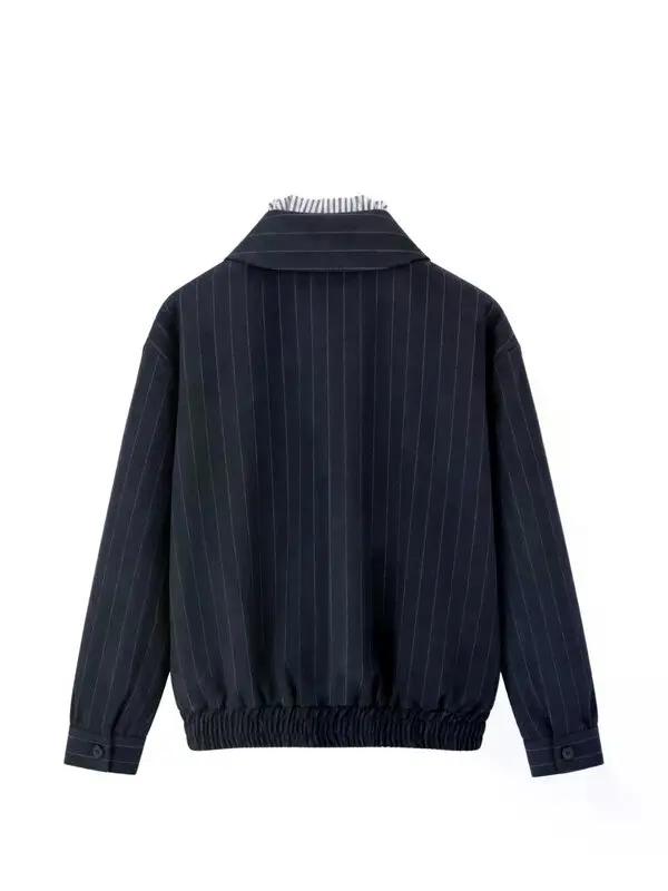 SOLOTRE Pinstripe-pattern Elasticated-hem Jacket
