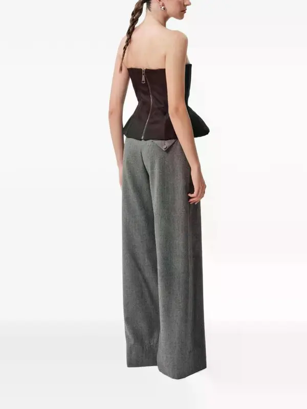 CONCEPTO Steel Pleated Wide-leg Tailored Trousers