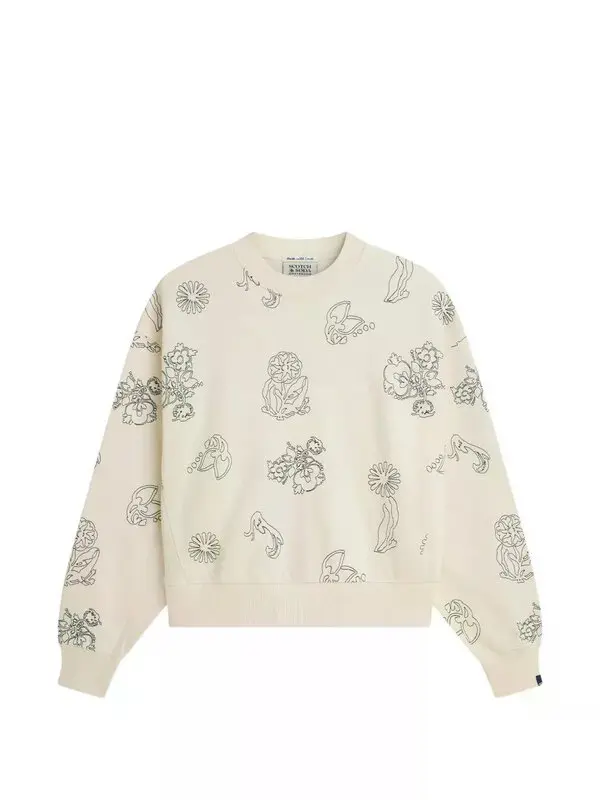 Scotch & Soda Embroidered Floral-print Sweater