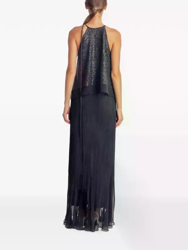 IRINA SCHROTTER Libra Sequin-embellished Pleated Maxi Dress