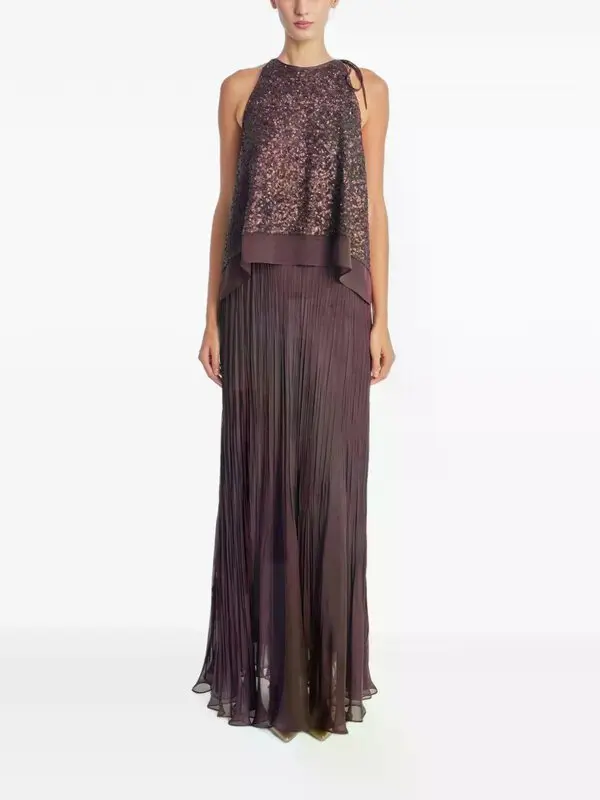 IRINA SCHROTTER Libra Sequin-embellished Pleated Maxi Dress