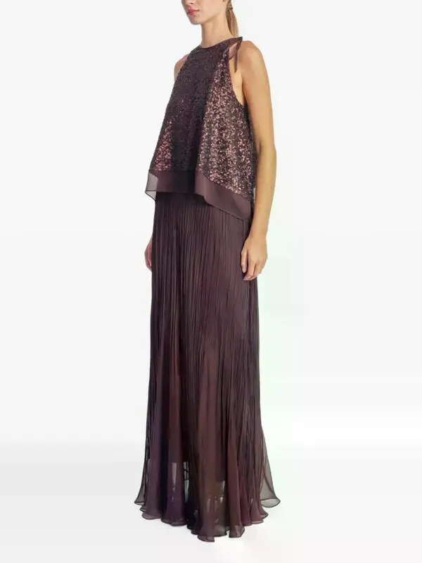 IRINA SCHROTTER Libra Sequin-embellished Pleated Maxi Dress