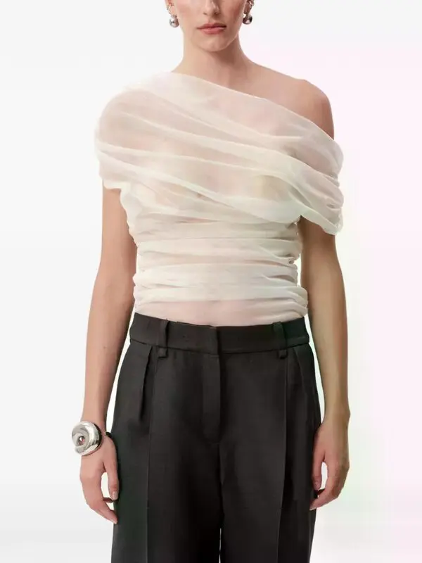 CONCEPTO Blur Off-shoulder Sheer Blouse