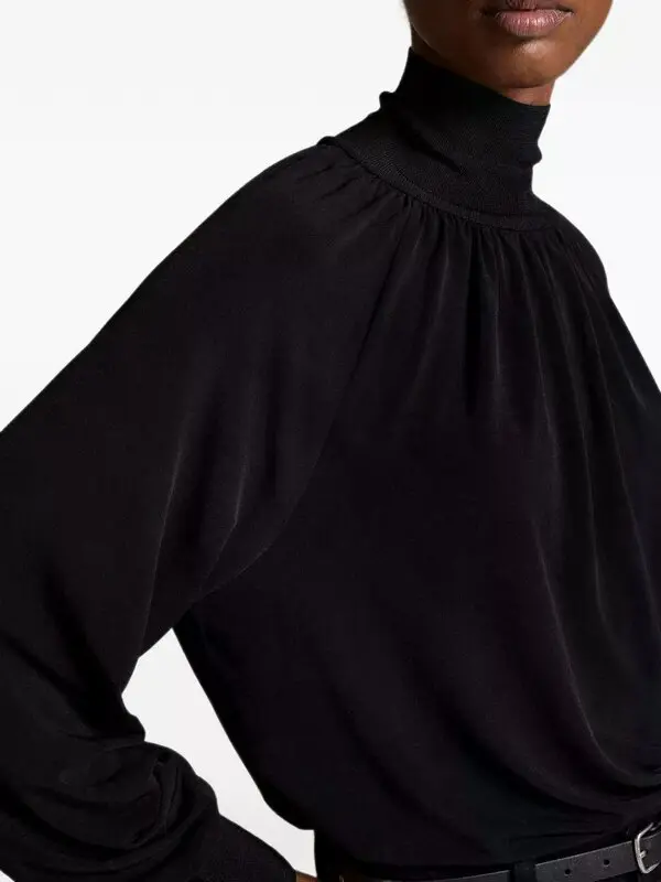 Vince Gathered Rib-trim Sweater - Black