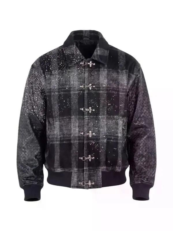 GUAPI Obsidian Pearl-embellished Plaid Jacket