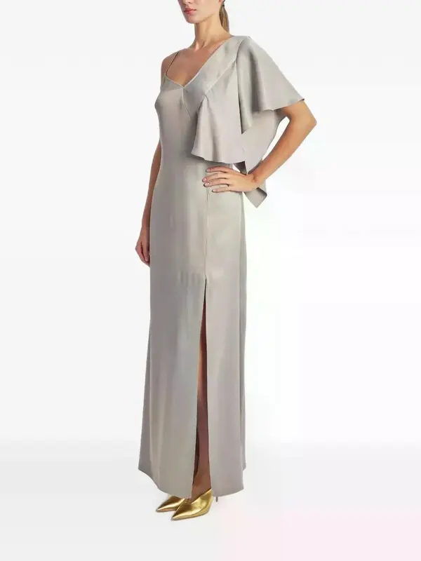 IRINA SCHROTTER Danielle Ruffled Asymmetric-neck Maxi Dress - Grey