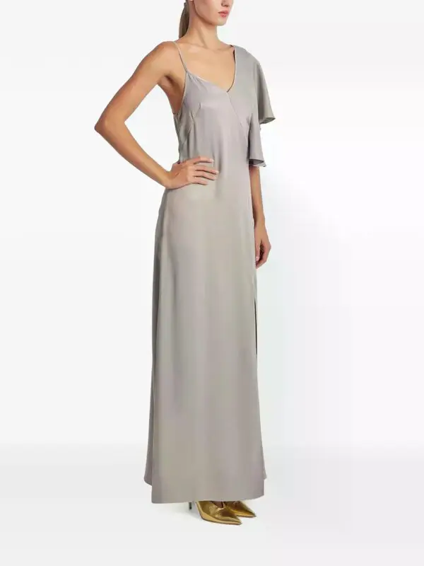 IRINA SCHROTTER Danielle Ruffled Asymmetric-neck Maxi Dress - Grey