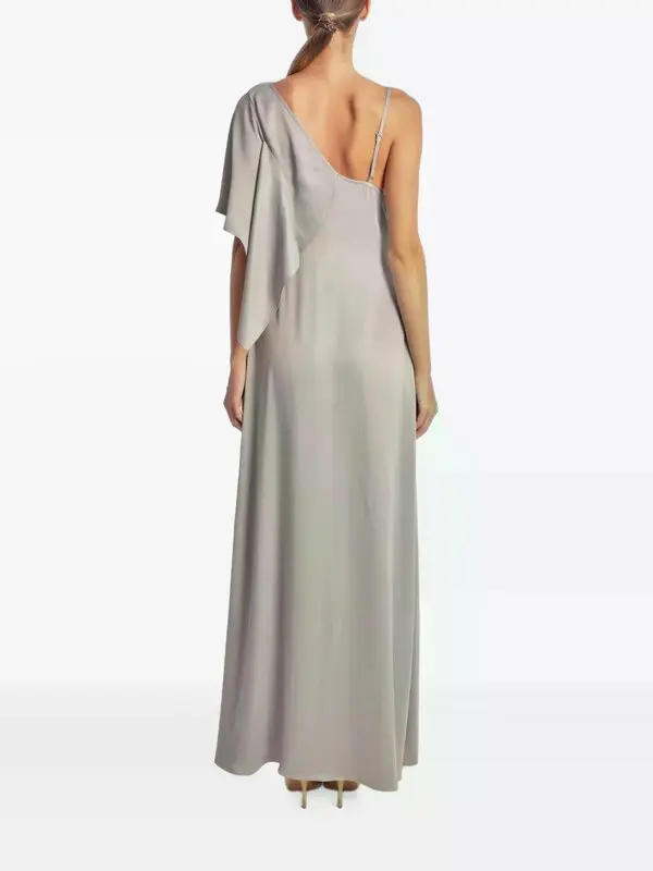 IRINA SCHROTTER Danielle Ruffled Asymmetric-neck Maxi Dress - Grey