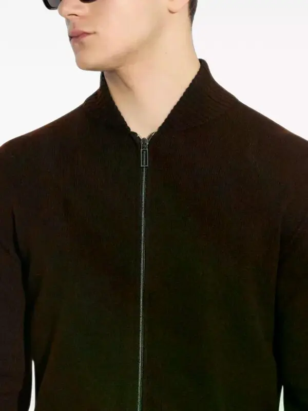 PAOLO PECORA Zip-up Ribbed-trim Cardigan
