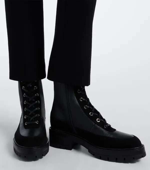 AQUAZZURA Very Cortina Leather Lace-up Boots