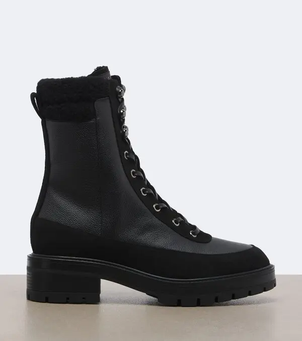 AQUAZZURA Very Cortina Leather Lace-up Boots