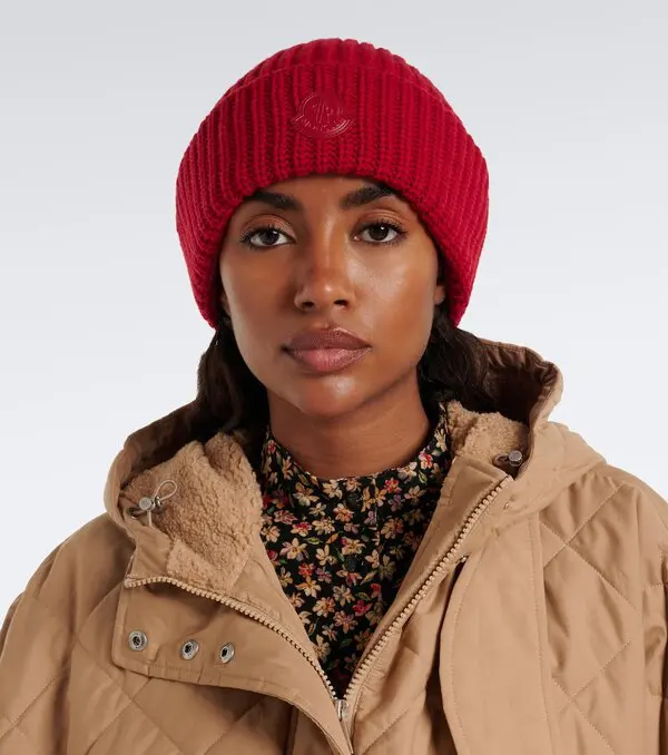 Moncler Logo Ribbed-knit Cashmere Beanie