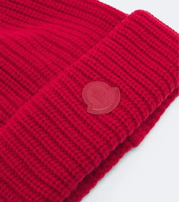 Moncler Logo Ribbed-knit Cashmere Beanie