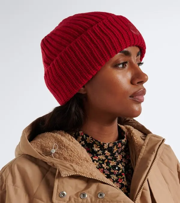 Moncler Logo Ribbed-knit Cashmere Beanie