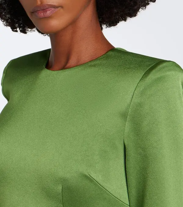 Alex Perry Draped Crêpe Satin Midi Dress - Green