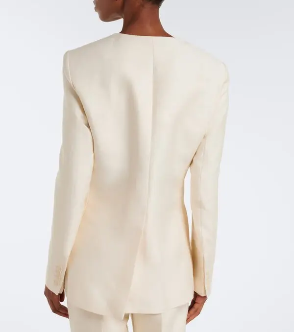 JOSEPH Myra Cotton, Linen, And Silk-blend Blazer - White