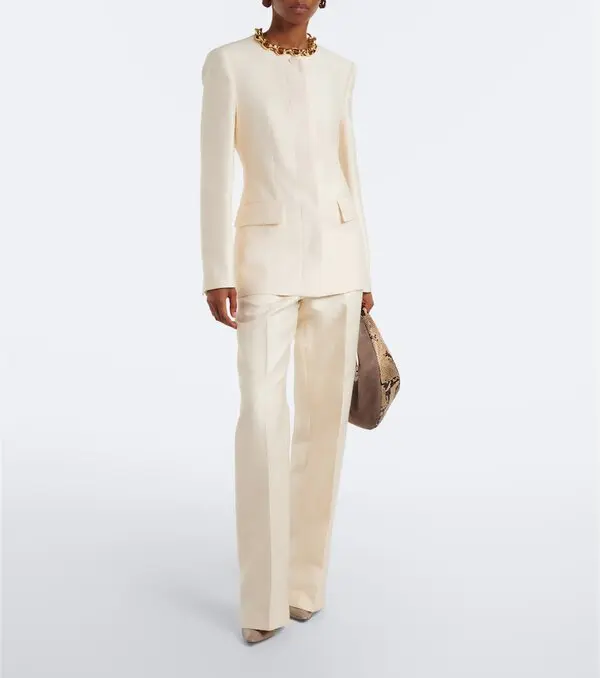 JOSEPH Myra Cotton, Linen, And Silk-blend Blazer - White