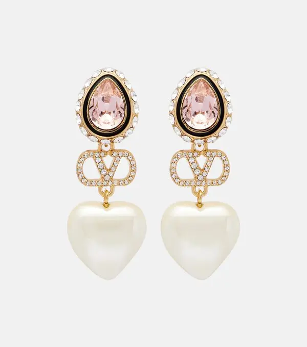 Valentino Garavani Vlogo Embellished Drop Earrings - Silver