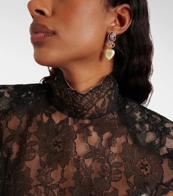 Valentino Garavani Vlogo Embellished Drop Earrings - Silver