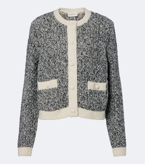 Moncler Wool And Alpaca-blend Cardigan - Grey