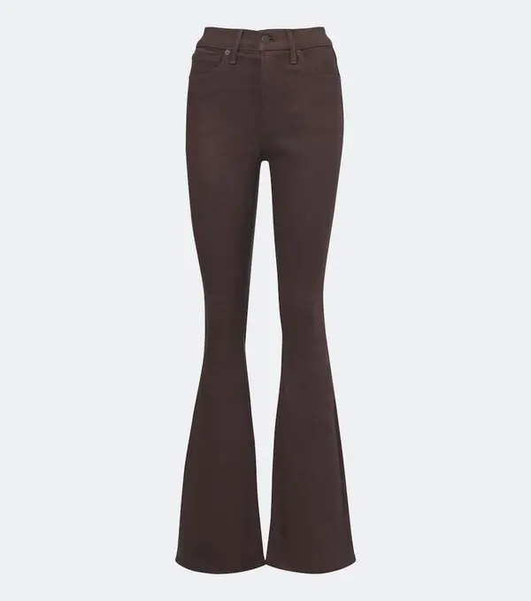 Veronica Beard Beverly Coated Flared Jeans - Brown