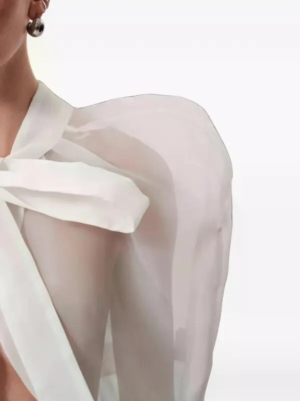 CONCEPTO Fade Bow-detail Puff-sleeve Sheer Cape