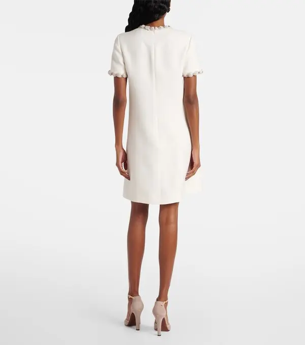 Valentino Garavani Embellished Wool And Silk Minidress - White