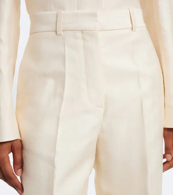 JOSEPH Mitae Cotton, Linen, And Silk-blend Wide-leg Pants