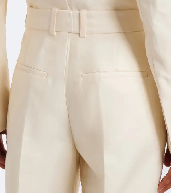 JOSEPH Mitae Cotton, Linen, And Silk-blend Wide-leg Pants