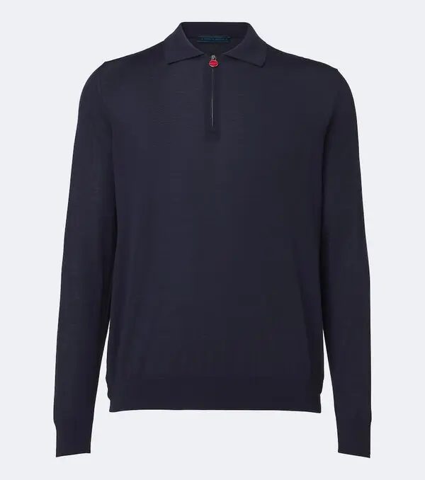 Kiton Wool Polo Sweater - Blue