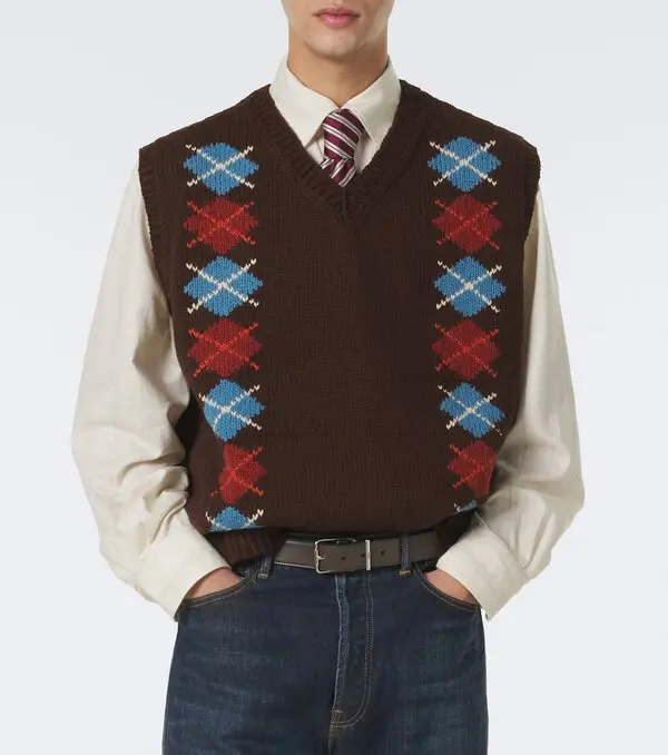 Visvim Diamante Wool And Cashmere Sweater Vest - Brown