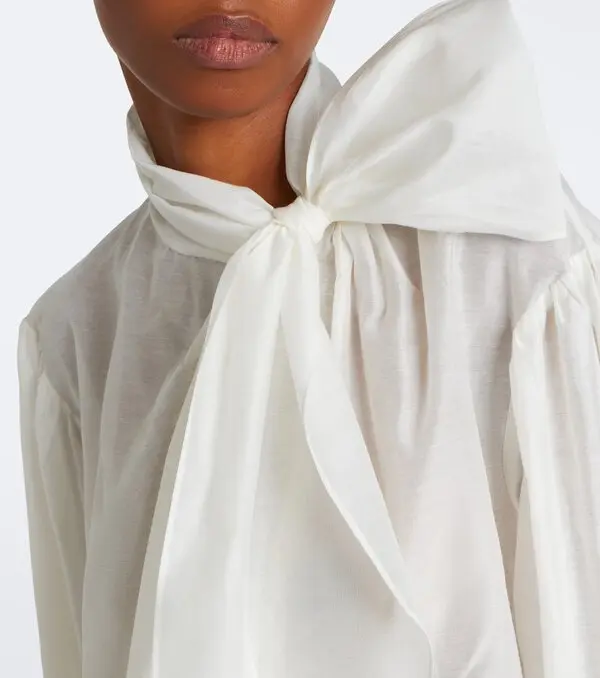 Polo Ralph Lauren Tie-detail Cotton And Silk Organdy Blouse
