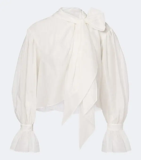 Polo Ralph Lauren Tie-detail Cotton And Silk Organdy Blouse - White