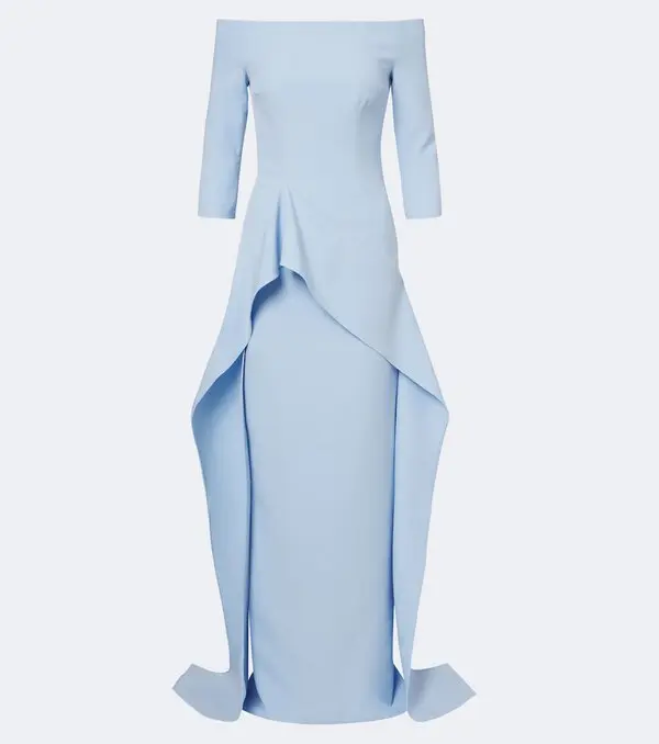 Safiyaa Zetta Draped Off-shoulder Crêpe Gown