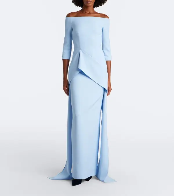 Safiyaa Zetta Draped Off-shoulder Crêpe Gown