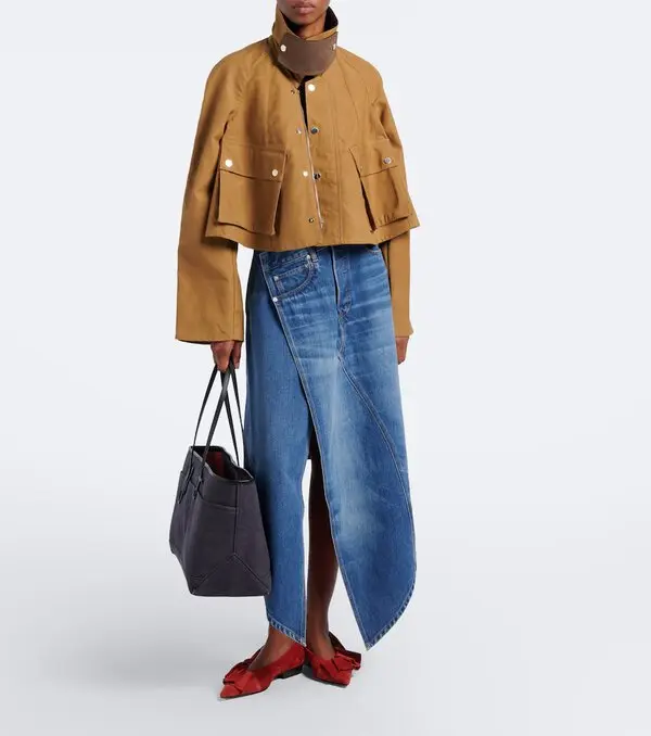 JW Anderson Asymmetric Draped Denim Midi Skirt