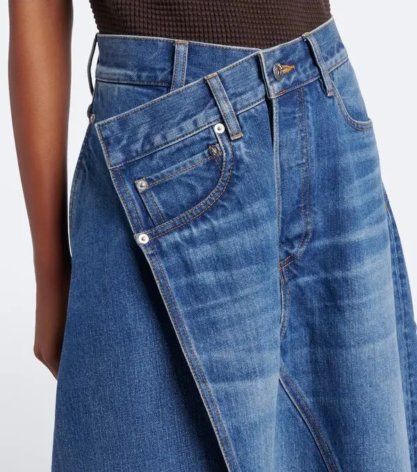 JW Anderson Asymmetric Draped Denim Midi Skirt