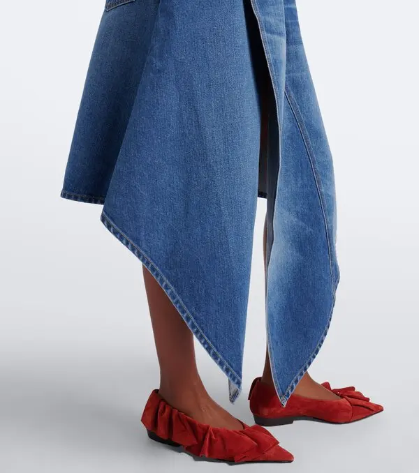 JW Anderson Asymmetric Draped Denim Midi Skirt