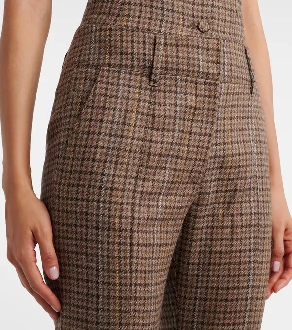 Gabriela Hearst Rhein Checked Wool And Cashmere Flared Pants