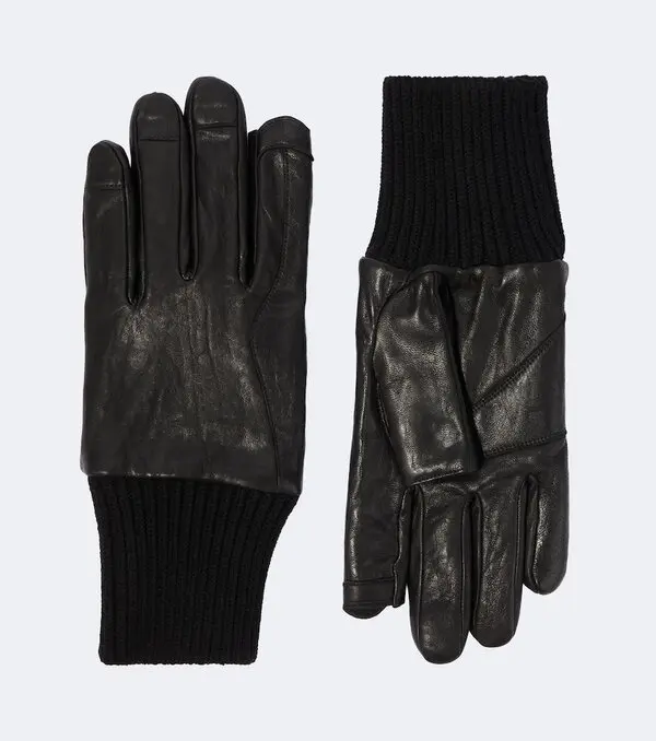 Rick Owens Ribbed-knit Leather Gloves